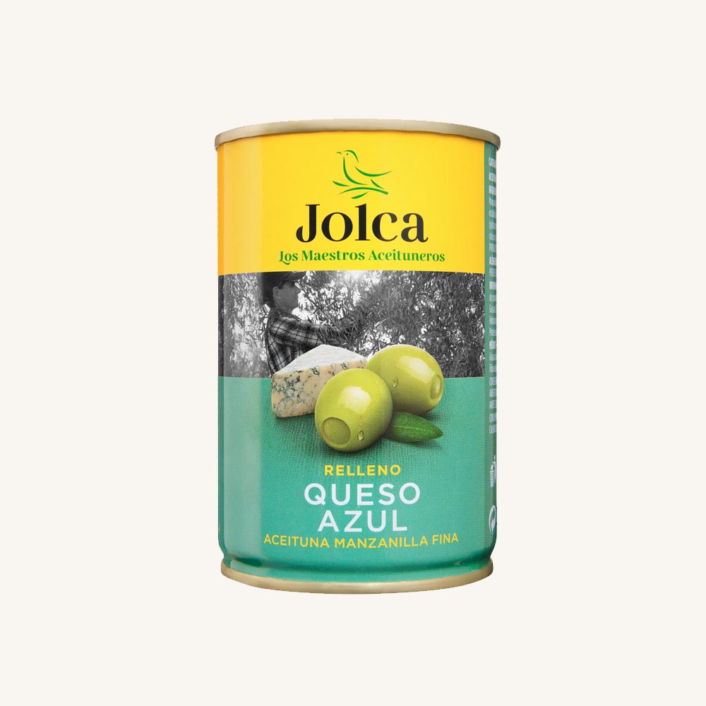Green manzanilla fina olives stuffed with blue cheese (queso azul ...